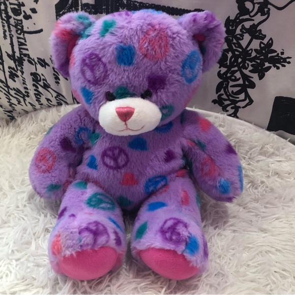 Build-A-Bear | Toys | Build A Bear Purple Peace Sign Bear Plush Hearts ...